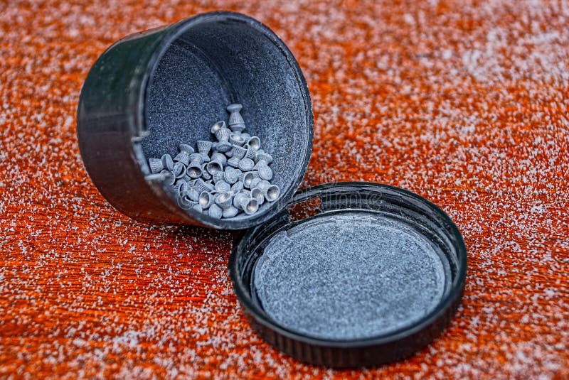 Black Box with Small Pneumatic Bullets on the Table Stock Image - Image ...