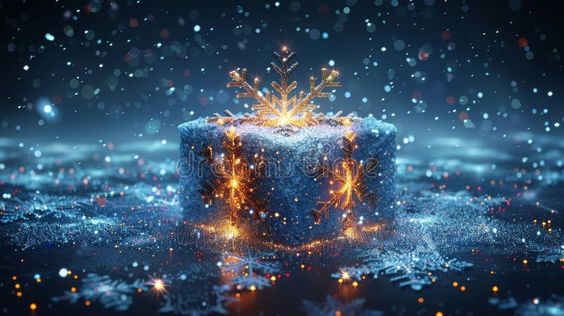 Open Box and Snowflake. Winter Sale Template. Geometric Background ...