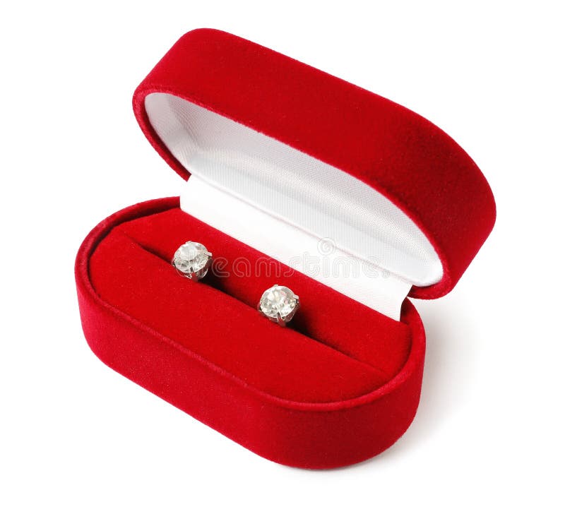 Open Box with Stylish Studs Isolated on White Stock Image - Image of ...