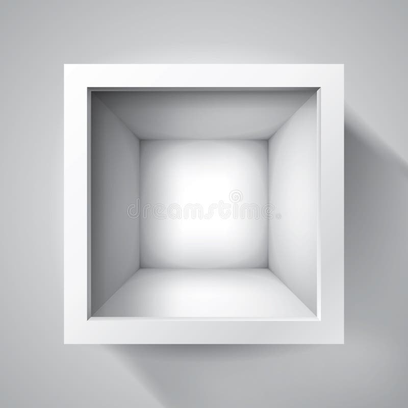 Open Box. Top View on Empty Cube, Mockup Design for Your Project Stock ...
