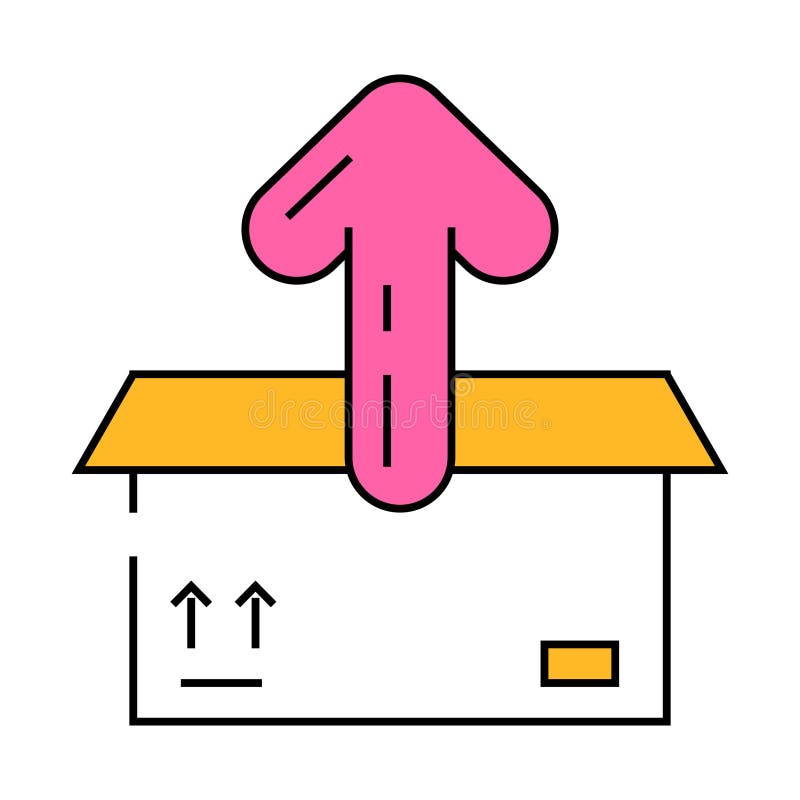 Open Box Unpacking Loading Contents Icon Color Illustration Stock ...