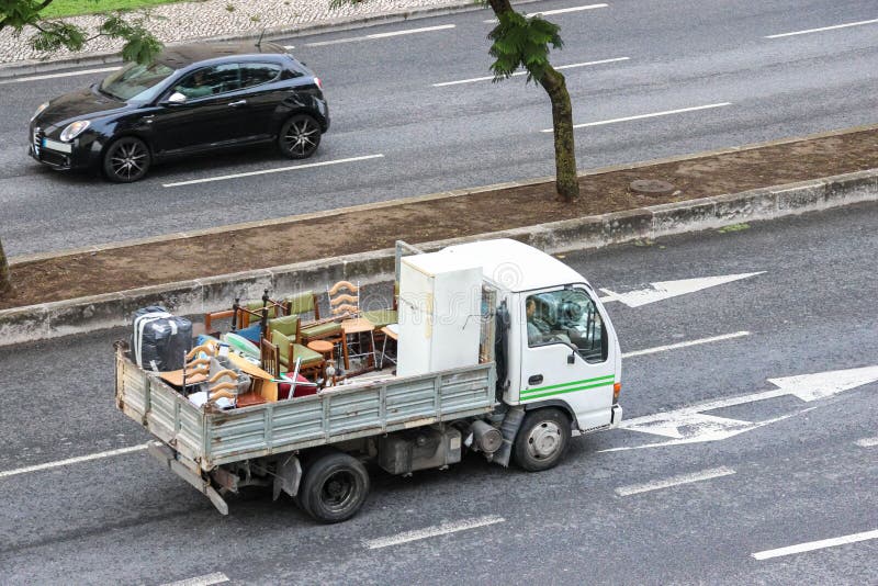 Open Box Van with Various Used Furniture Stock Photo - Image of object ...