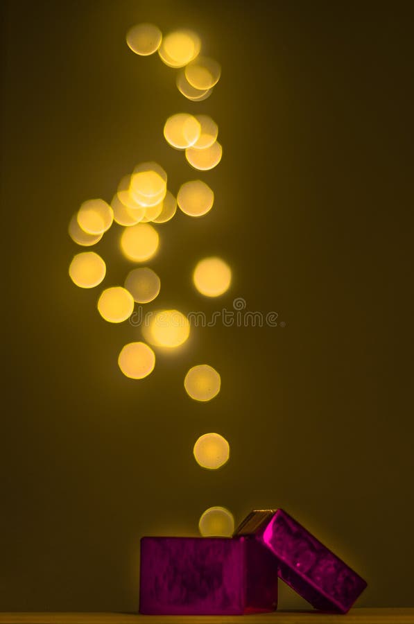 Open Box from Which Magic Lights Come Out Stock Photo - Image of parcel ...