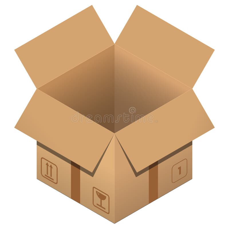 Open Box on White Background.Post Service Stock Vector - Illustration ...