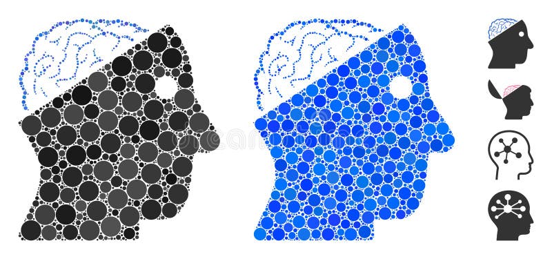 Open Brain Mosaic Icon of Round Dots Stock Illustration - Illustration ...
