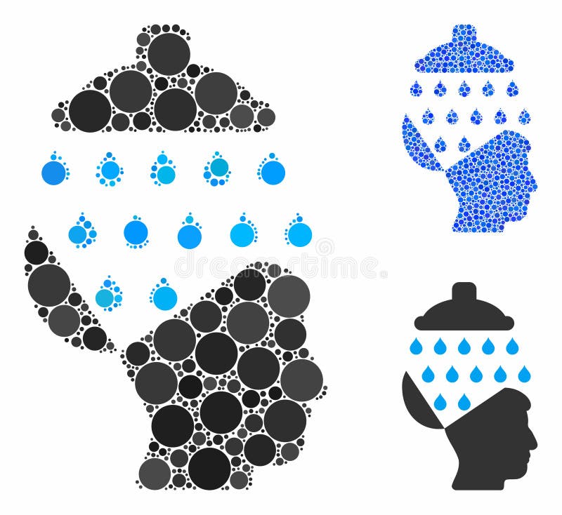 Open Brain Shower Mosaic Icon of Circles Stock Illustration ...