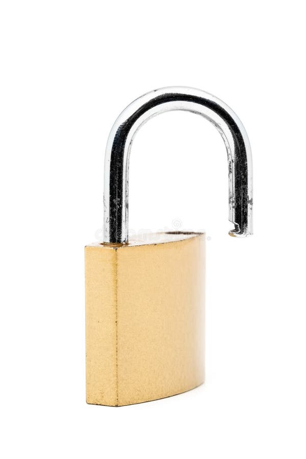 Open brass padlock stock image. Image of isolated, white - 6427179