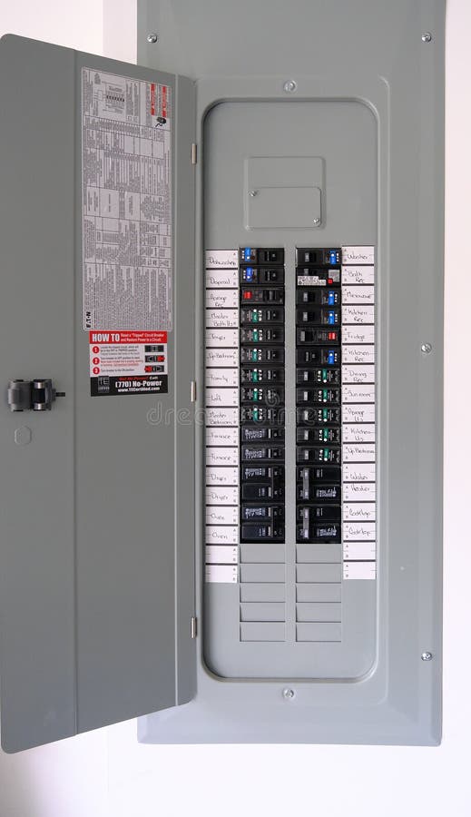 Open Breaker Panel editorial stock image. Image of electrical - 221163549