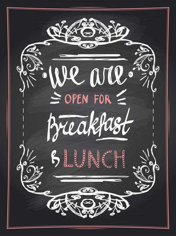 We are Open for Breakfast and Lunch Chalkboard Style Sign Menu Board ...