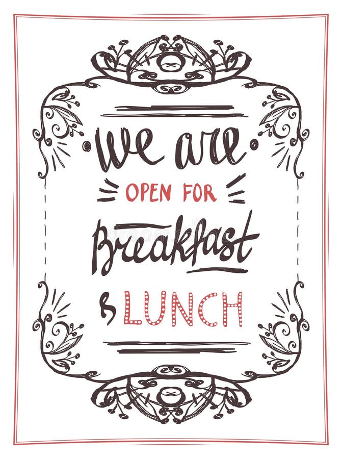 We are Open for Breakfast and Lunch - Sign Menu Board Stock Vector ...