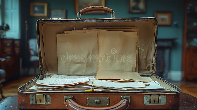 Open Briefcase Filled with Scattered Documents and Papers, Evoking ...