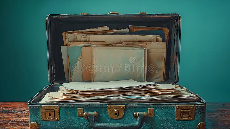 Open Briefcase Filled with Scattered Documents and Papers, Evoking ...