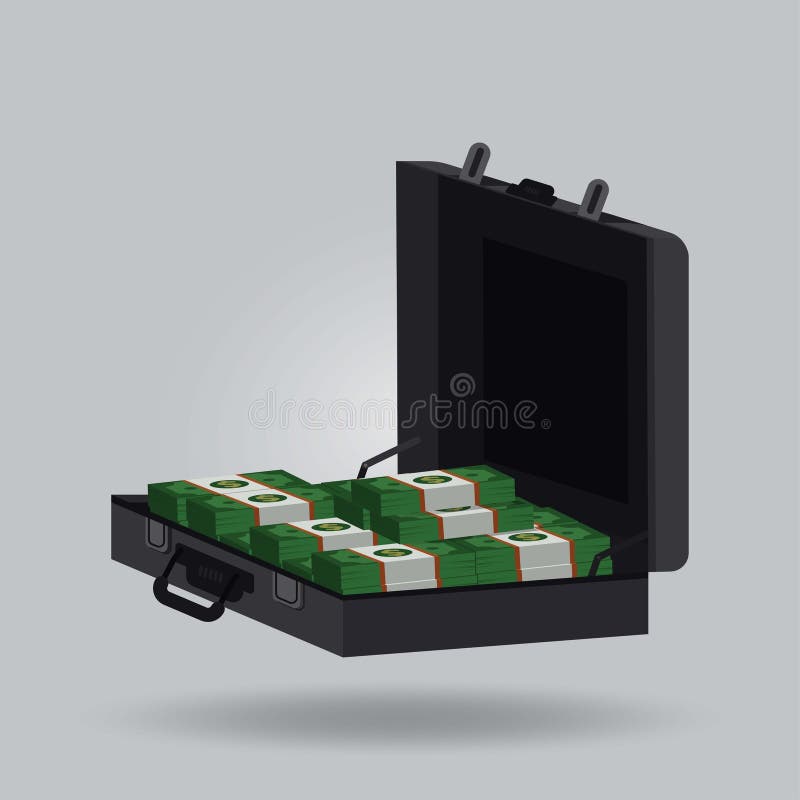 Open Briefcase with Full of Money Vector Stock Vector - Illustration of ...