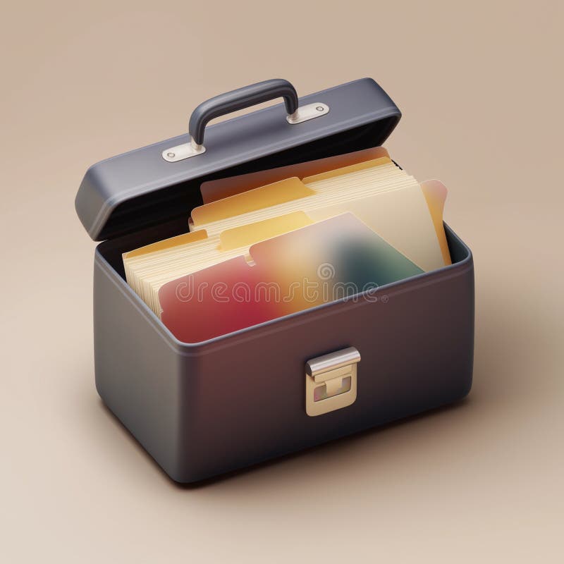 Open Briefcase Icon with Organized File Folders Stock Illustration ...