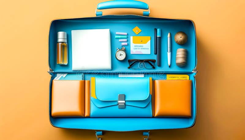 Open Briefcase Isolated, Top View, Generative AI. Stock Illustration ...