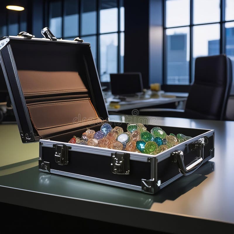 Open Briefcase on Table. Generative AI Stock Image - Image of neat ...