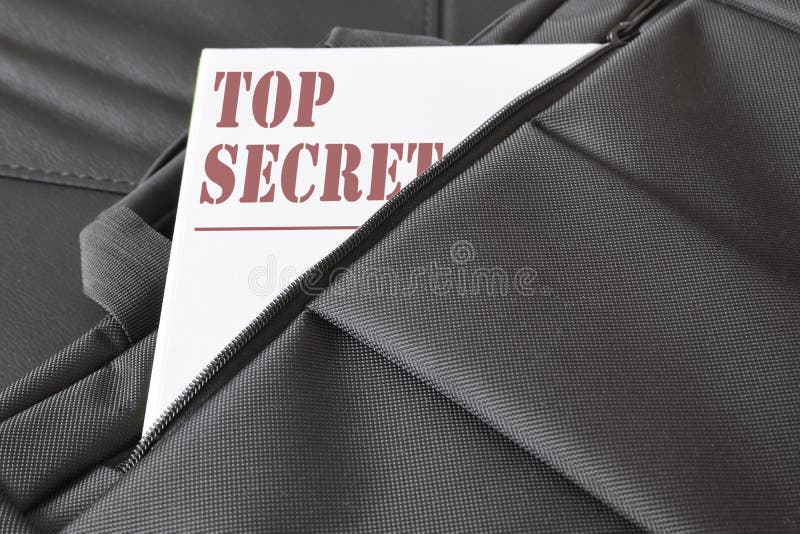 Open Briefcase with Some Documents in it. a Paper with the Title TOP ...