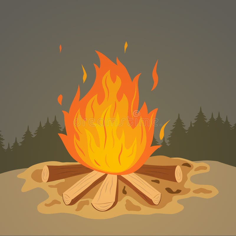 An Open Bright Bonfire in an Open Area. a Firewood Flame, a Burning ...
