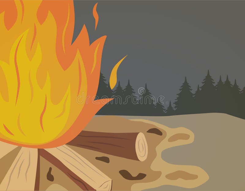 An Open Bright Bonfire in an Open Area. a Firewood Flame, a Burning ...
