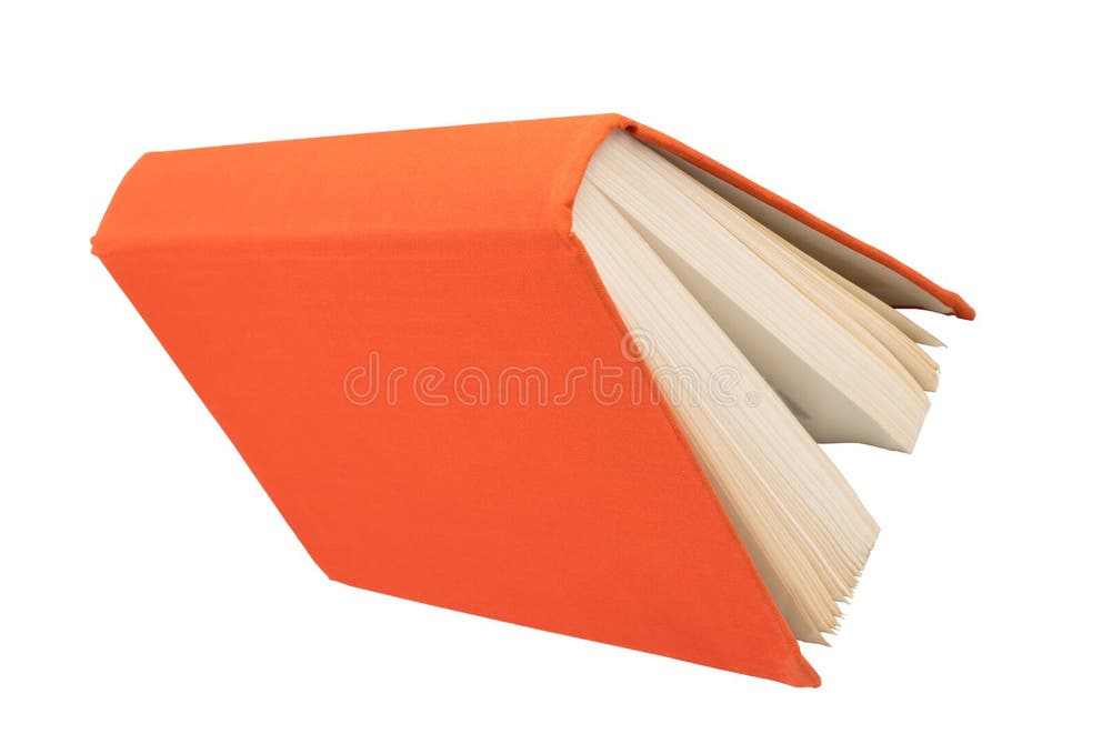 Open Bright Orange Book Isolated on White Background Stock Photo ...