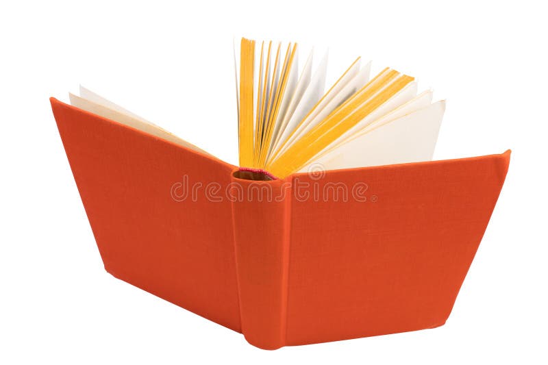 Open Bright Orange Book Isolated on White Background Stock Image ...