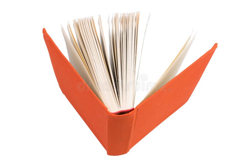 Open Bright Orange Book Isolated on White Background Stock Image ...