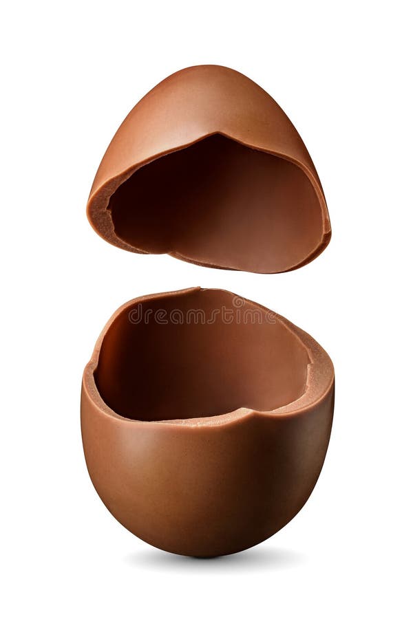 Open Broken Chocolate Easter Egg Isolated on White with Clipping Path ...