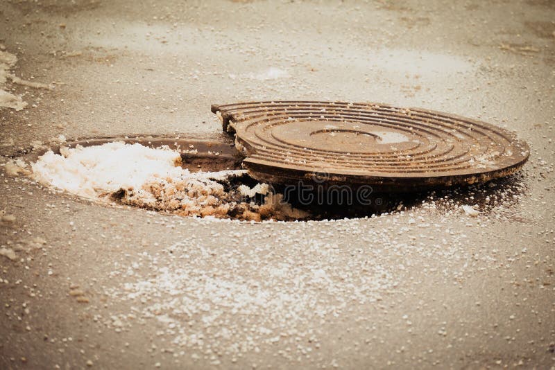 Old broken manhole cover stock photo. Image of dirt, damaged - 31681552