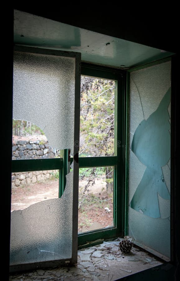 Open Broken Window of an Abandoned Room Stock Photo - Image of ...