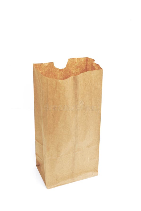 Brown Recycled Paper Grocery Bag Over White Stock Photo - Image of ...