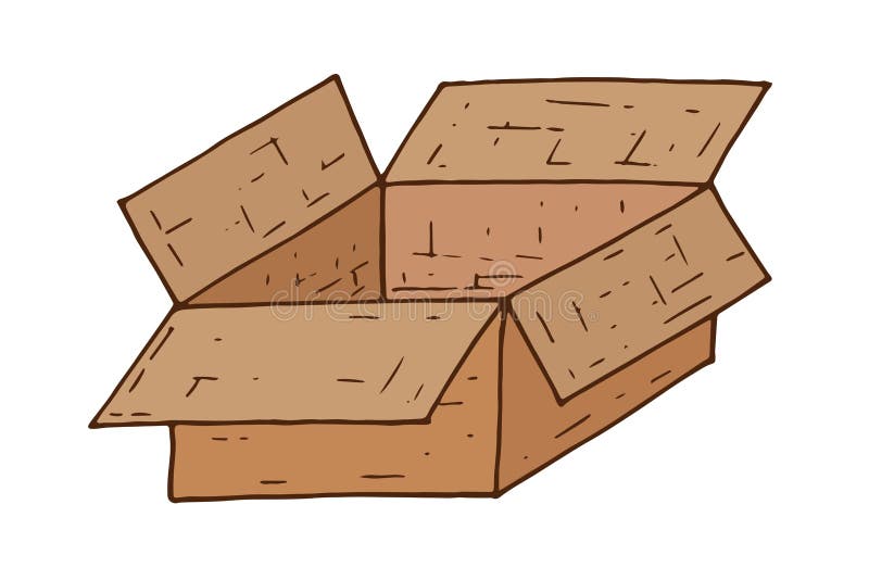 Open Brown Box. Hand Drawn Doodle Stock Vector - Illustration of open, graphic: 115305657