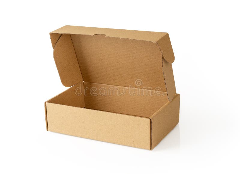 Open Brown Gift Box Isolated on a White Background. Empty Cardboard Box ...