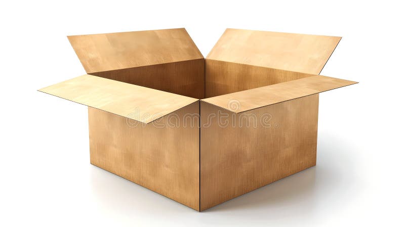 Empty Cardboard Box Isolated on White Backdrop. Simple Design ...