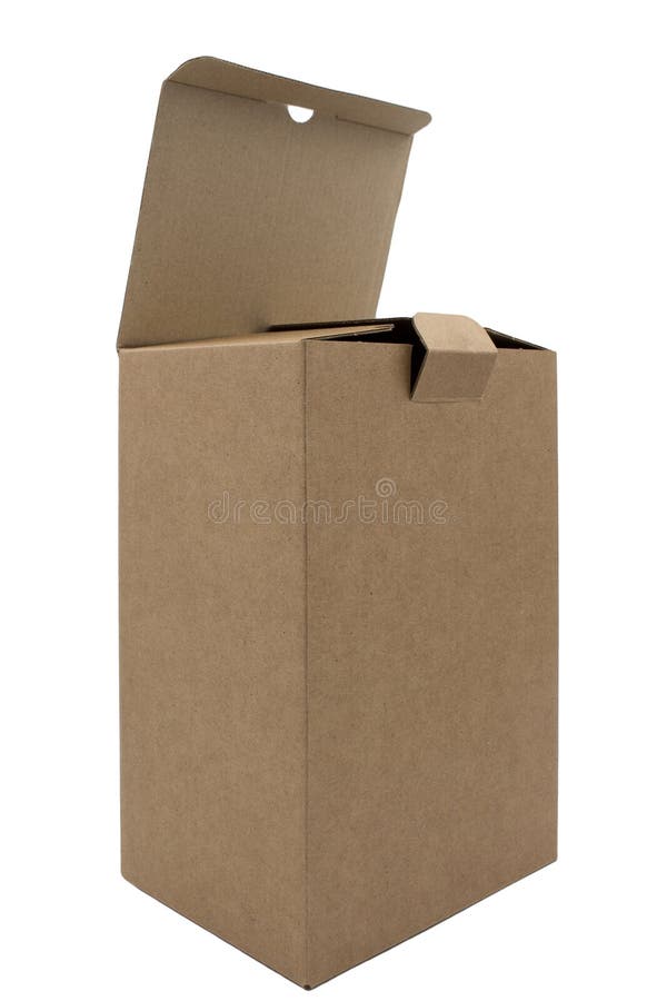 An Open Brown Corrugated Cardboard Box Isolated on White. Cardboard Box ...