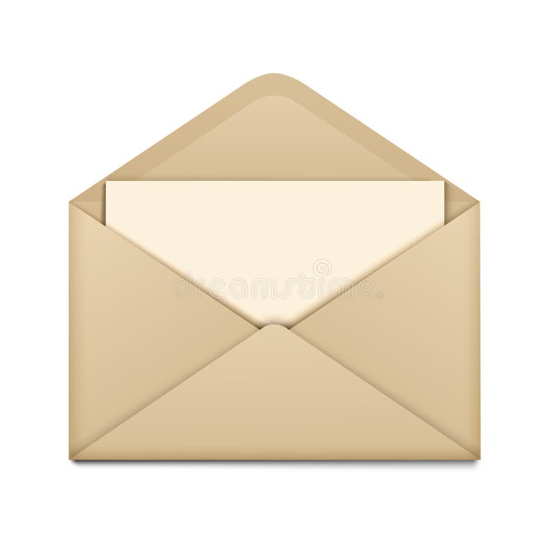 An Open Brown Envelope Made Of Paper With A Blank White Sheet Layout In ...