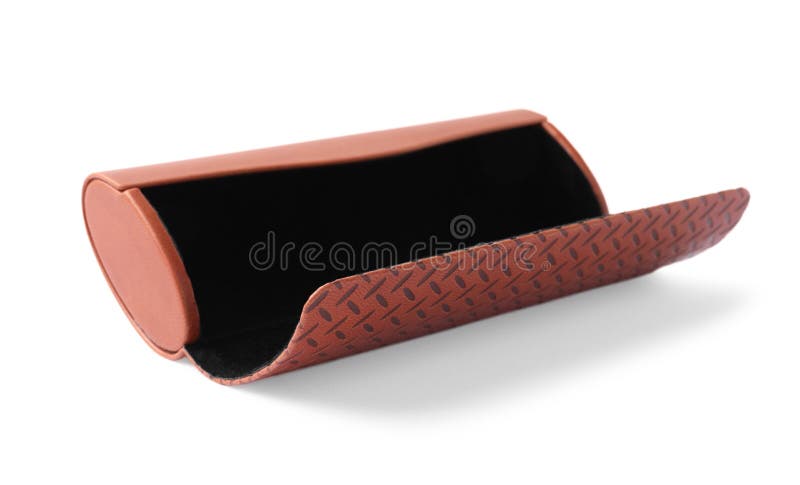 Open Brown Leather Glasses Case Isolated on White Stock Photo - Image ...