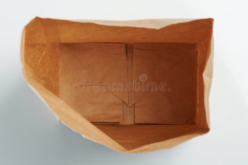 Open brown paper bag stock image. Image of groceries - 211082763