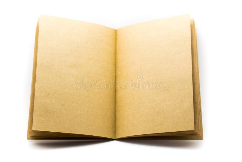 Open Brown Paper Book Isolated on White Background Stock Image - Image ...