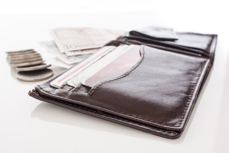 Open brown wallet stock image. Image of payment, deficit - 28874329