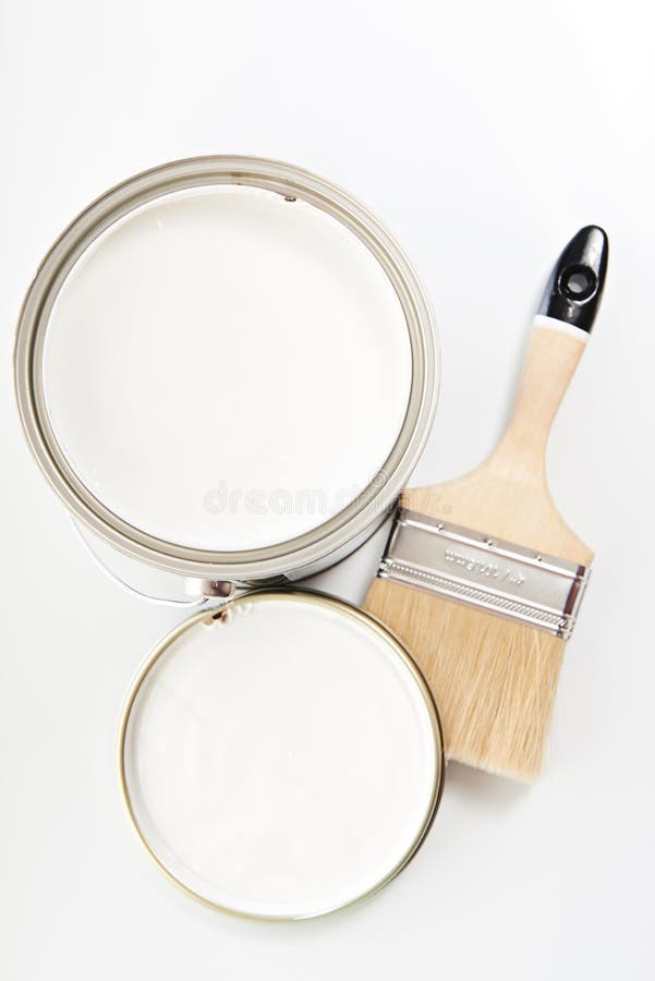 Open Bucket with White Paint Stock Image - Image of decorating ...