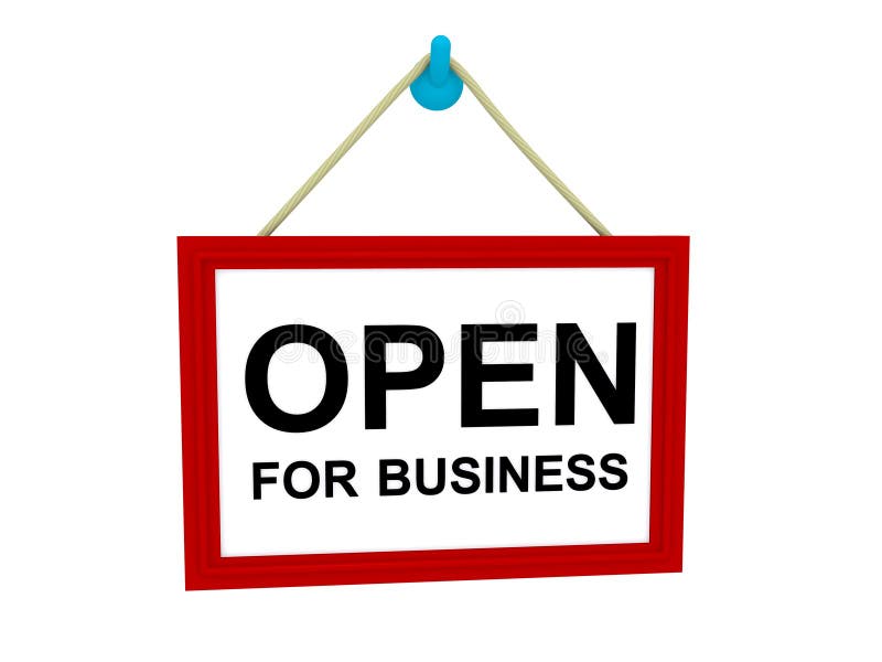 Open for business sign stock illustration. Illustration of hung - 34811071
