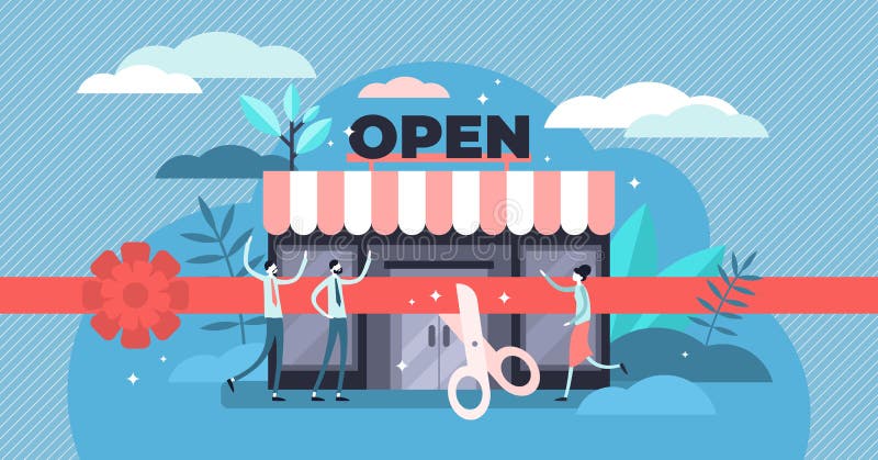 Now open to business stock illustration. Illustration of starting ...
