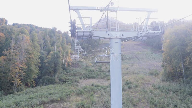 Open Cable Car. Climbing into the Mountains, a Metal Rack with ...