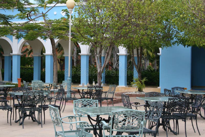 Open cafe at resort stock photo. Image of unoccupied, cafe - 4872676