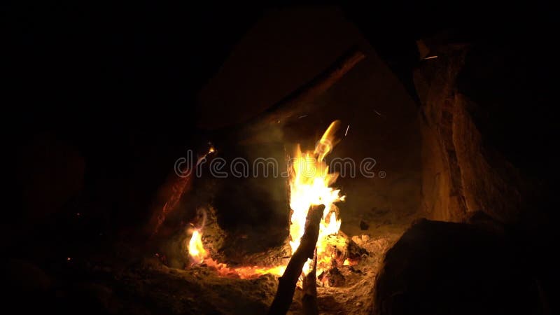 Campfire in a Fire Barrel at Night Stock Footage - Video of high, dark ...