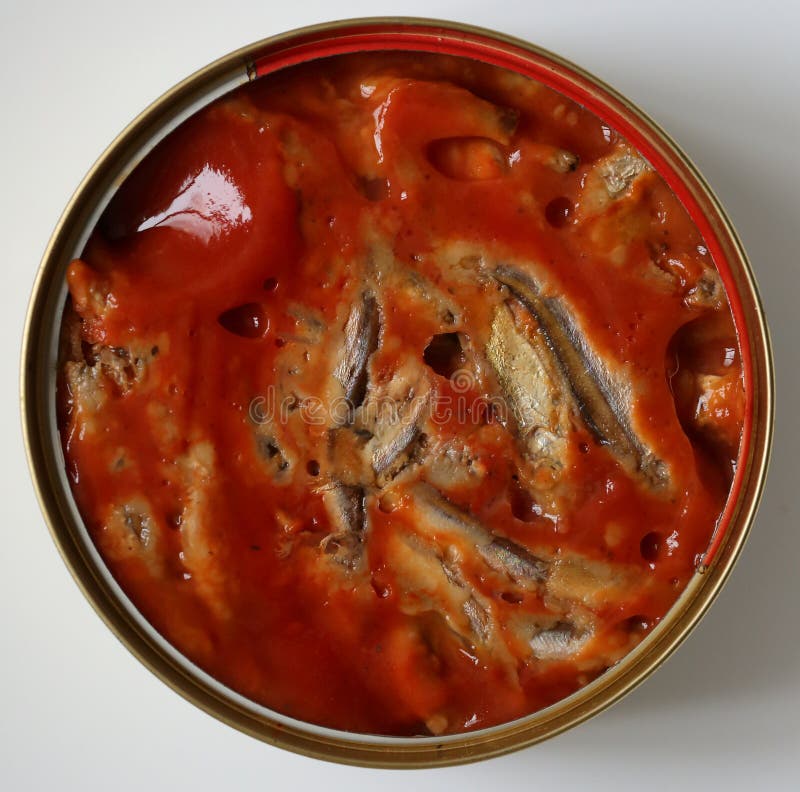 An Open Can of Canned Sprat in Tomato Stock Photo - Image of sprat ...