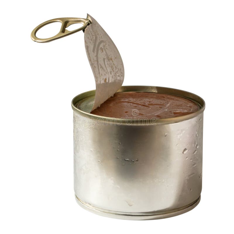 An Open Can with Drops of Condensate. Canned Meat, Fish, Pate Stock ...