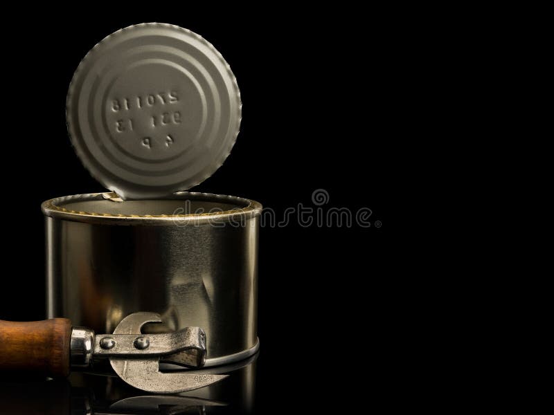 Open Can and Old Can Opener Stock Image - Image of close, jags: 166126647