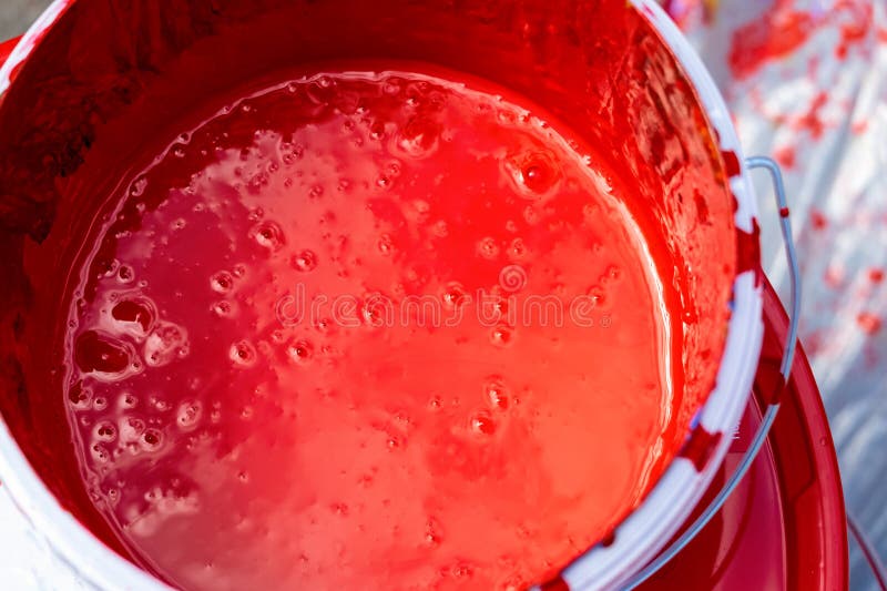 An Open Can of Old Red Paint. the View from the Top Stock Image - Image ...