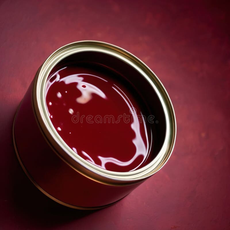 Open Can of Paint with Maroon Paint , Color Concept Stock Illustration ...